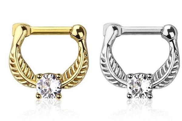 Gem Leaf Septum Clicker 16G — Totally Pierced