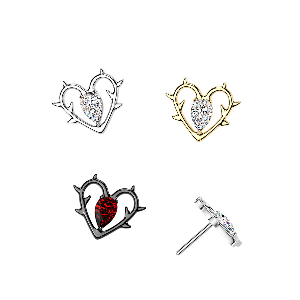 Titanium Thorned Heart End | Threadless Piercing Jewellery — Totally ...