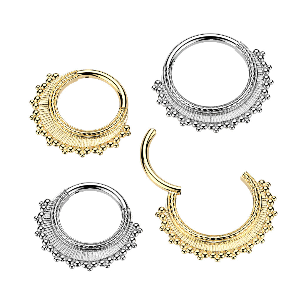 Beaded Cluster Fan Hinged Ring 16G | Totally Pierced