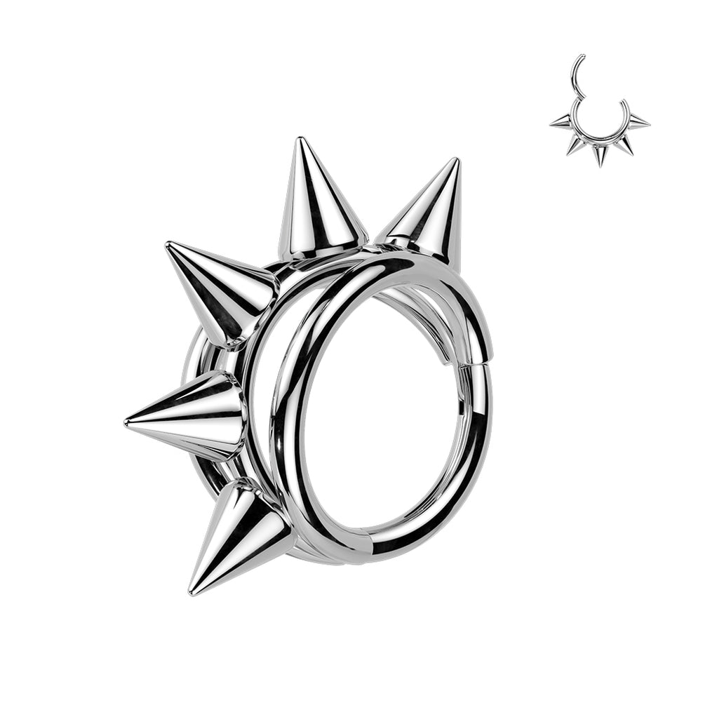 Titanium Triple Hoop Spike Hinged Ring 16G | Totally Pierced