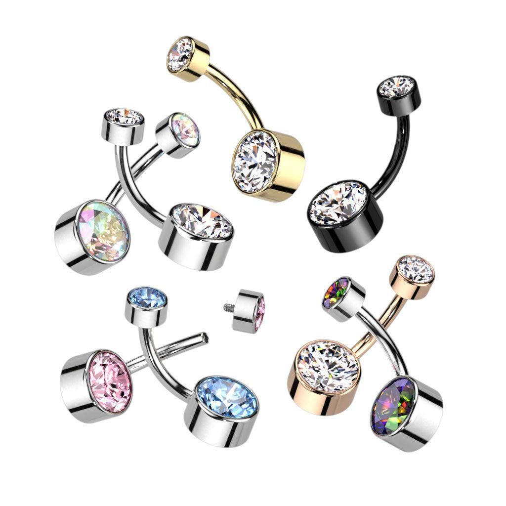 Titanium Swarovski Belly Bar 14G — Totally Pierced