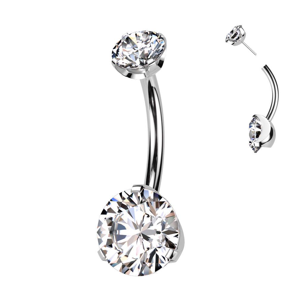 Titanium Threadless Prong Belly Bar 14G — Totally Pierced