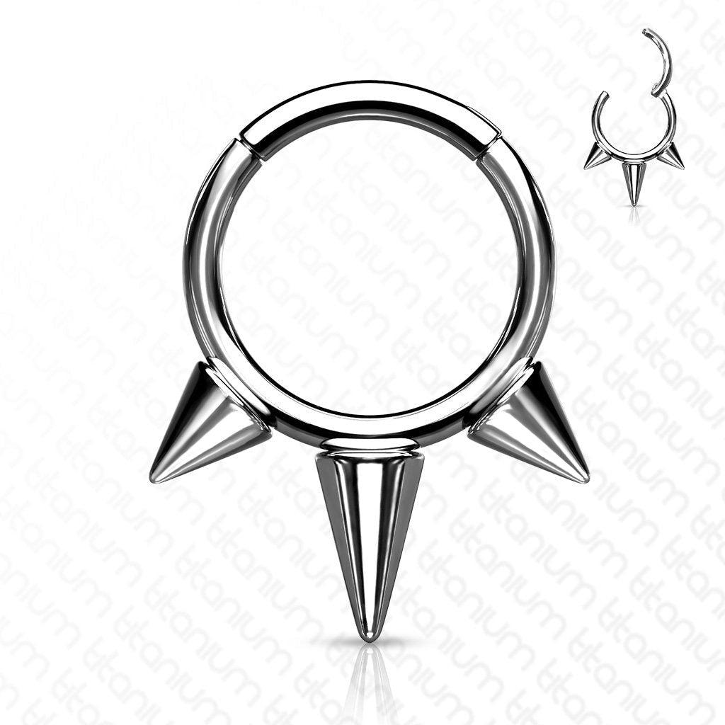 Titanium Triple Spike Hinged Ring 16G — Totally Pierced