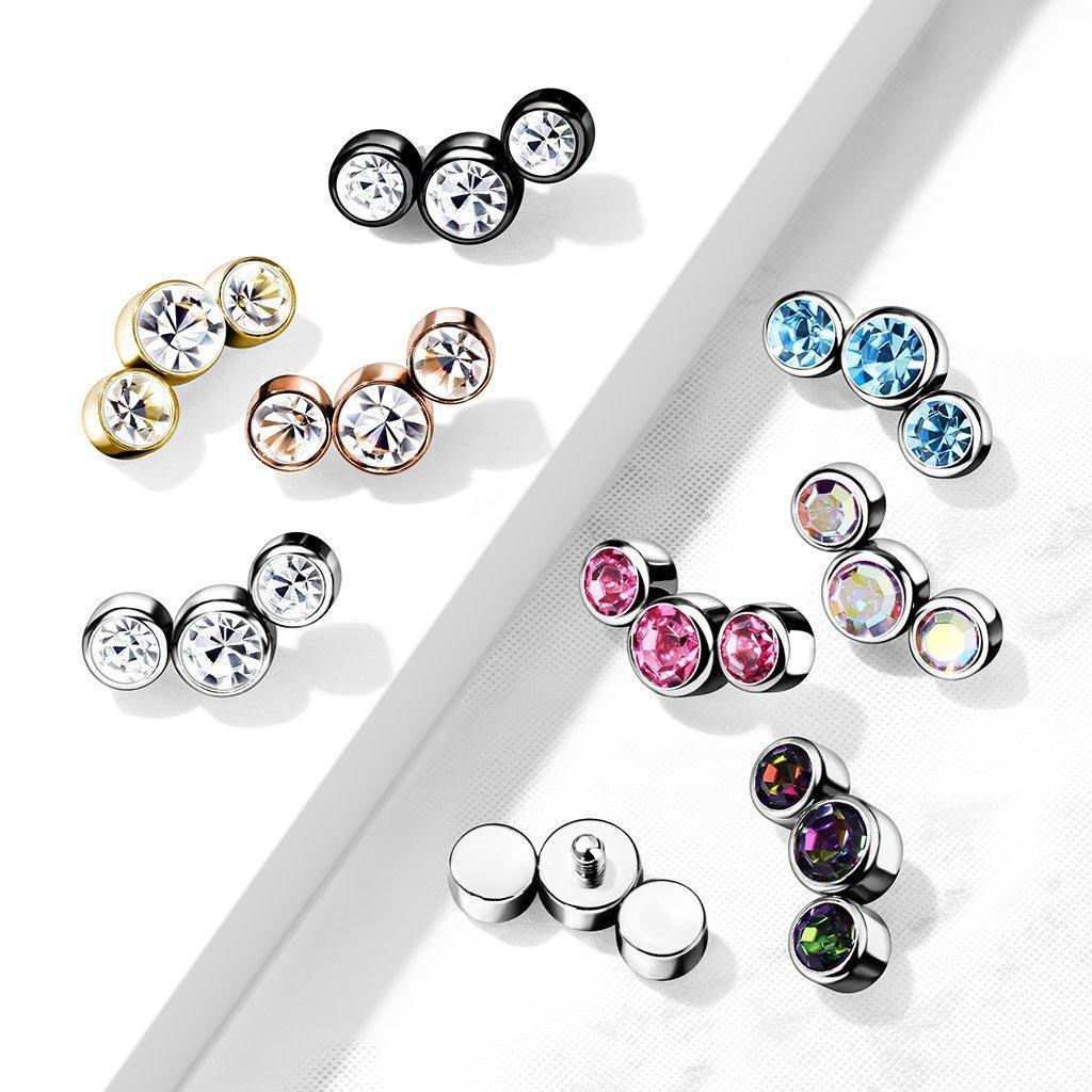 Triple Gem Dermal Top 14G — Totally Pierced